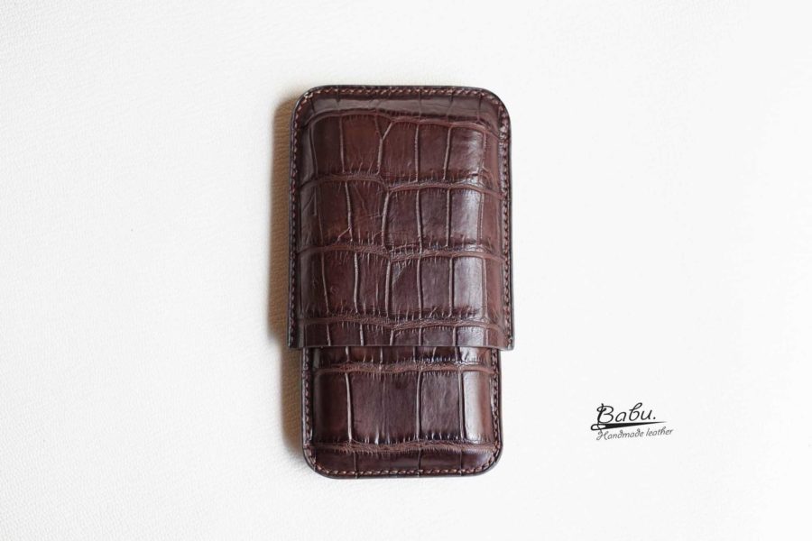 Handmade Alligator Leather Cigar Case, Premium Leather Cigar Holder LCC001