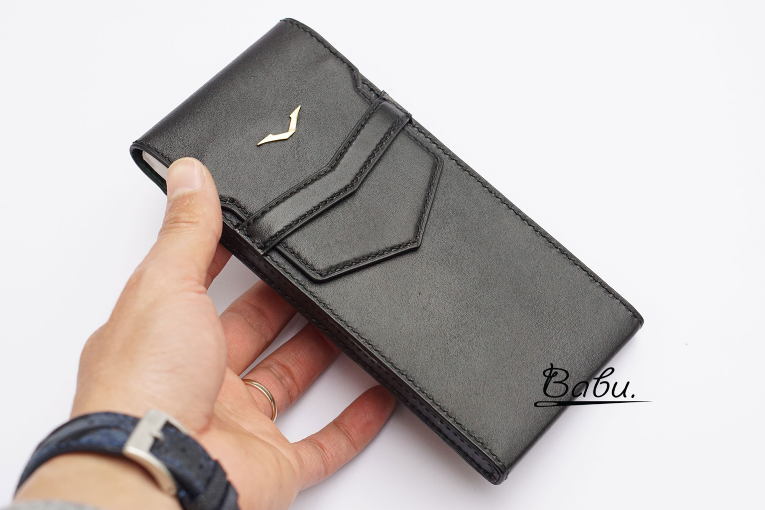 Handmade leather case for MetaVertu, Black Nappa leather phone case PHL023