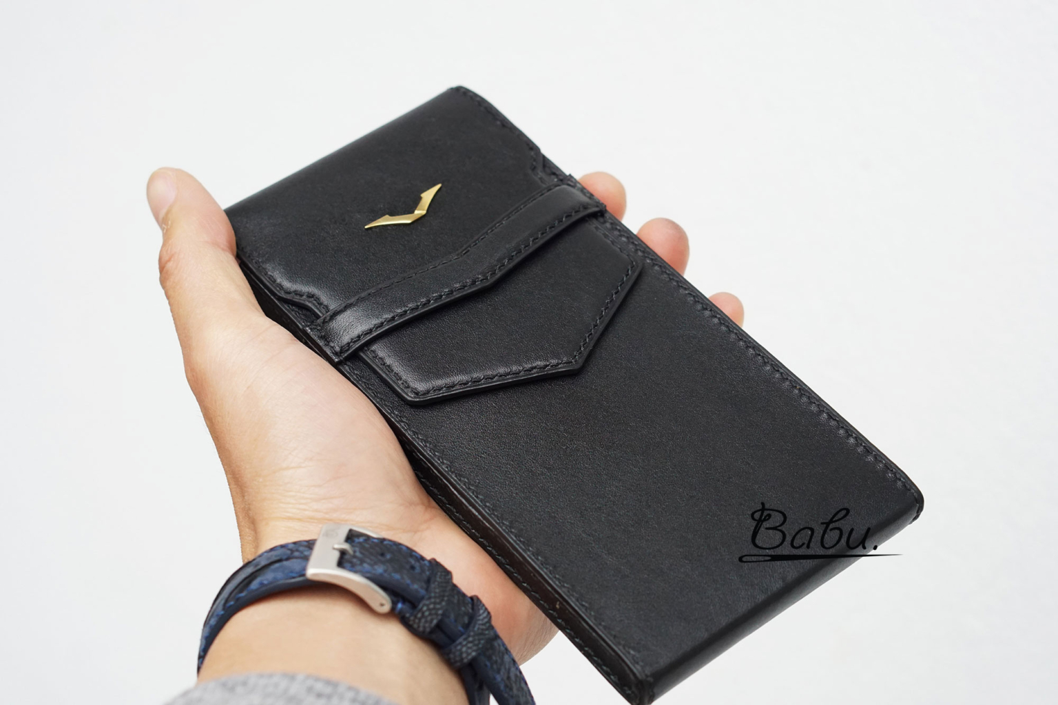 Handmade leather case for MetaVertu, Black Nappa leather phone case PHL023
